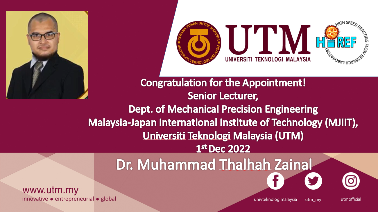 Congratulations Dr. Muhammad Thalhah Zainal for Appointment as Senior ...